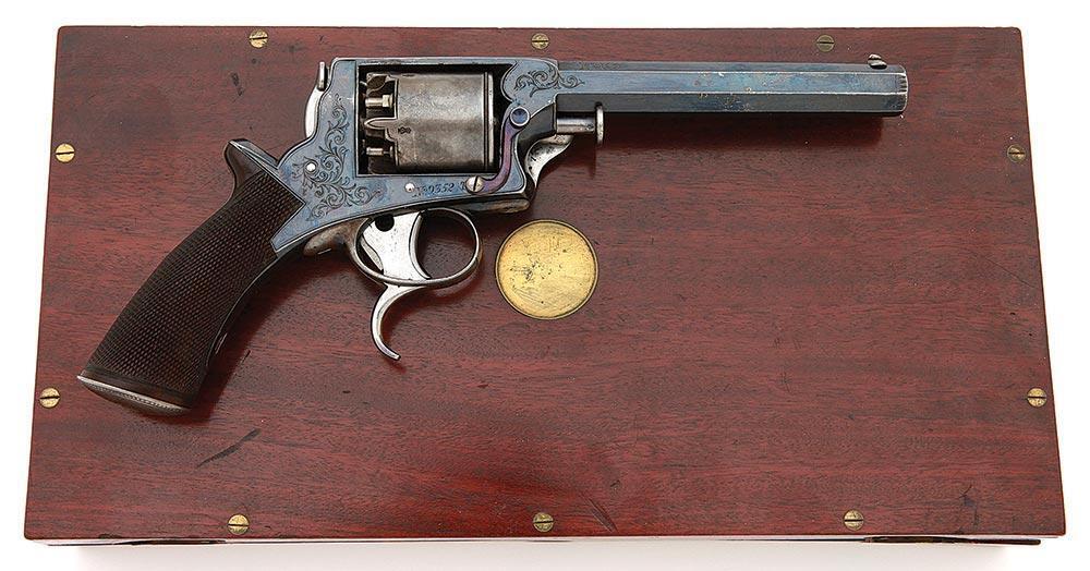 Excellent Cased Tranter Third Model Double Trigger Percussion Revolver
