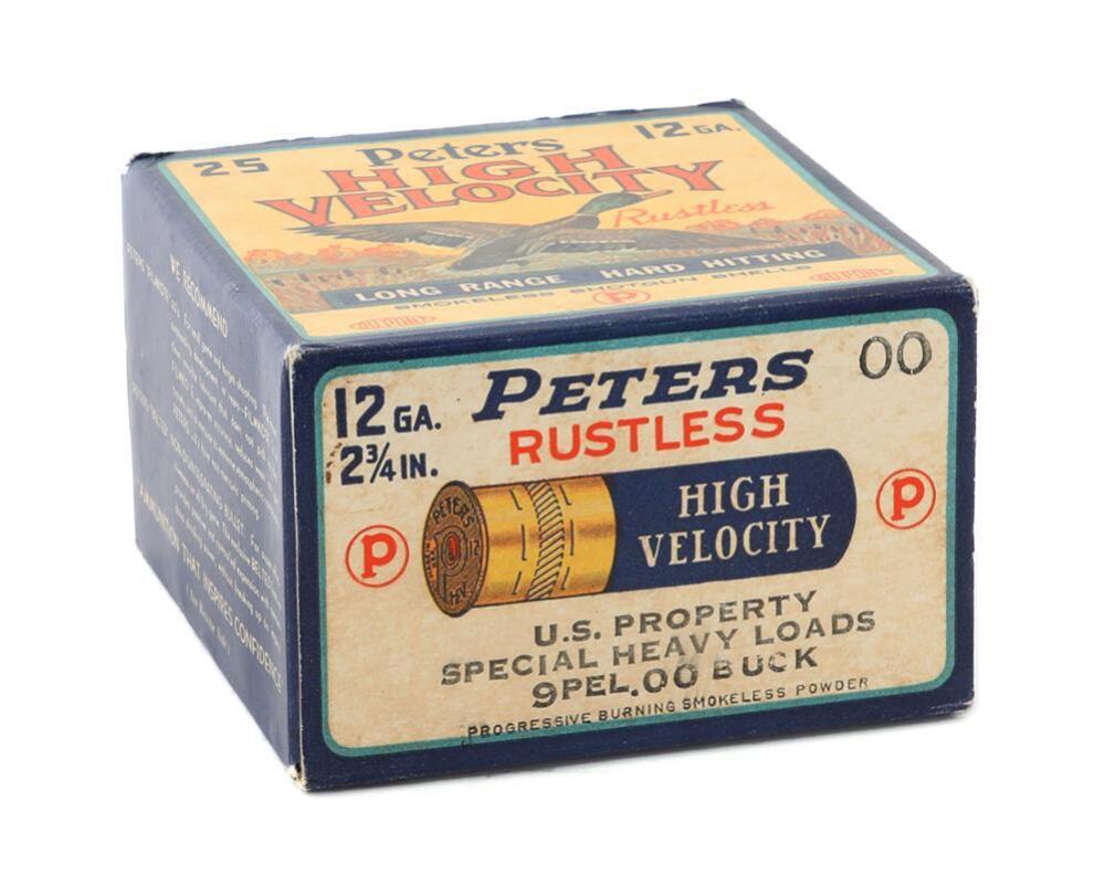 Rare Box of Peters High Velocity Shotshells U.S. Property Marked