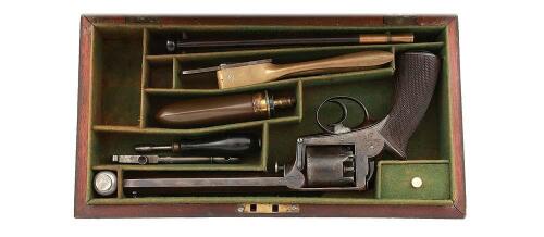 Rare Early Cased Adams Patent 1851 Double Action Percussion Revolver by ...