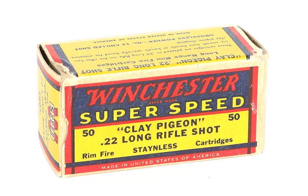 Collectible Box of Winchester Super Speed Clay Pigeon 22 LR Shot Cartridges