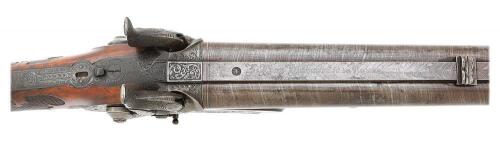 Ornate Percussion Double Rifle-Shotgun Two Barrel Set by Kuchenreuter