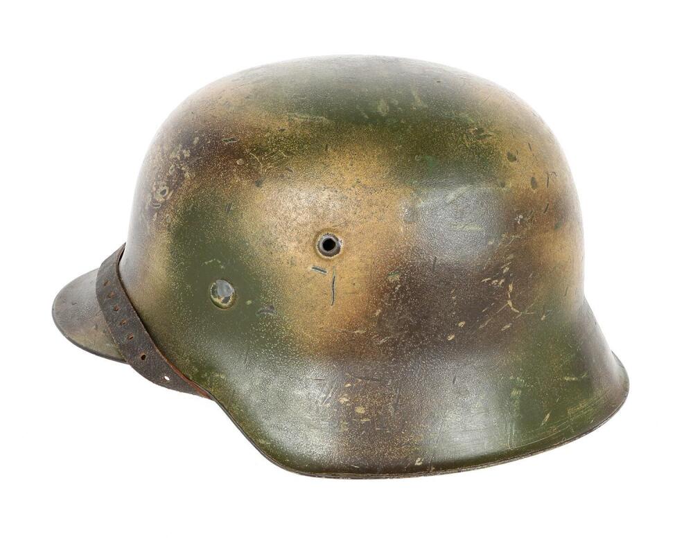 German M42 Stahlhelm with Restored Normandy Pattern Paint Scheme and SS ...