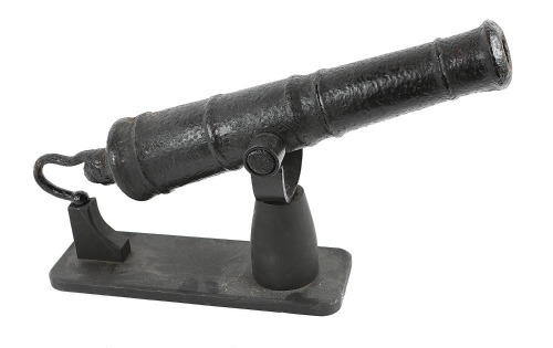 Antique Iron Monkey Tail Swivel Cannon