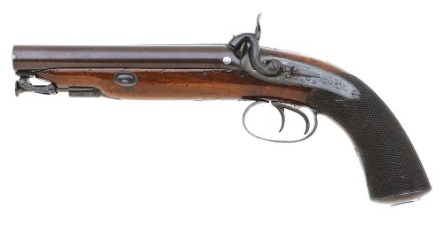 Fine & Desirable British Double Barrel Percussion Howdah Pistol by ...