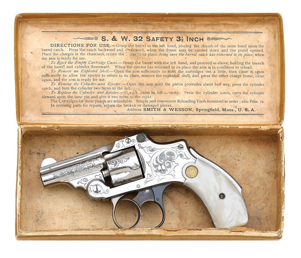Factory Engraved Smith & Wesson 32 Safety Hammerless Bicycle Revolver