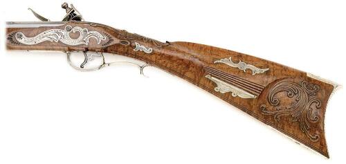 Exceptional Silver-Mounted NRA Presentation Flintlock Long Rifle by ...